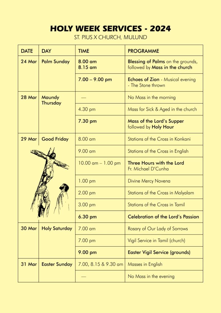 Holy Week Services 2024 – St. Pius X Church